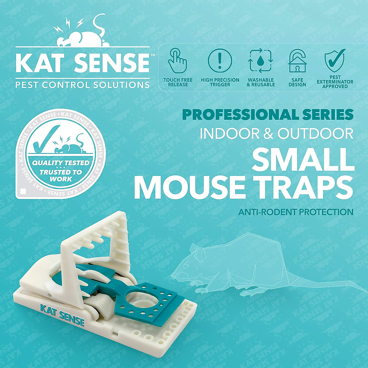 Kat Sense Mouse Traps for House, Reusable Humane Snap Trap That Works, Effective Indoor Mousetrap, Pack of 8 Small Mice Rodent Rat Traps