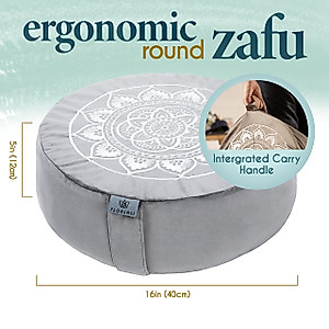 Florensi Meditation Cushion & Zabuton Meditation Mat Bundle- Premium Velvet Meditation Pillow for Women and Men,Washable Cover, Buckwheat Round Floor Pillow & 100% Cotton Square Floor Cushion