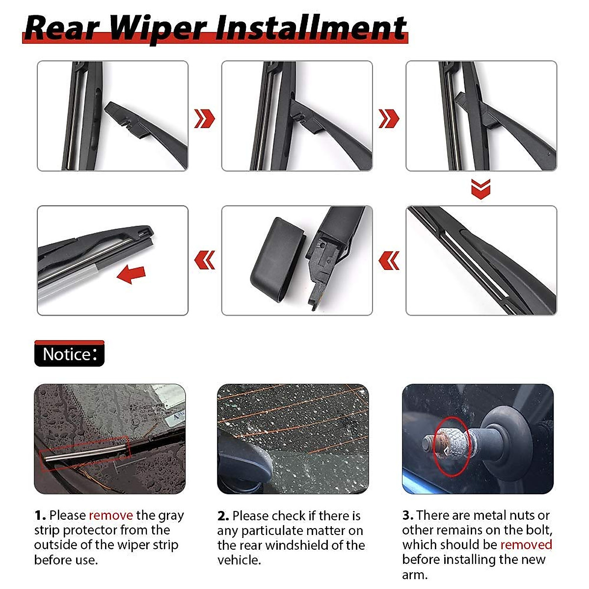 Replacement for Ford Flex 2009-2013, Rear Windshield Back Wiper Arm blade Set - OTUAYAUTO Factory OEM Replacement 85241-48080