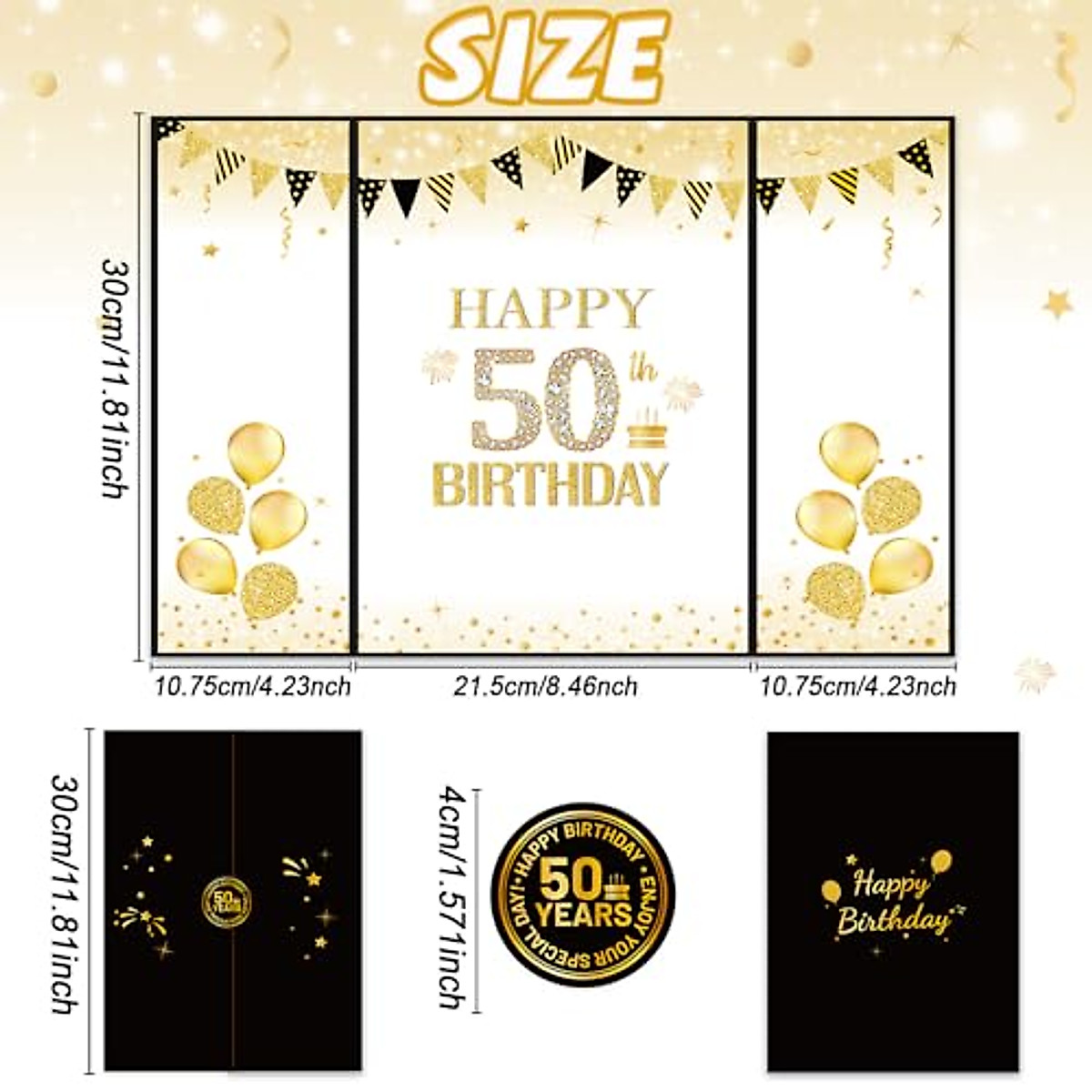 Black Gold 50th Birthday Guest Book Alternative Happy 50th Birthday Signature Certificate 50 Years Old Signature Guest Book Great 50th Birthday Gifts 50th Birthday Party Supplies for Men Women