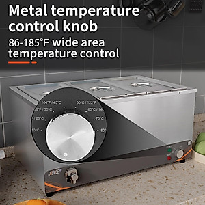 DULNICE Commercial Food Warmer,Electric 1/3GN*3 Pans Bain Marie Stainless Steel Steam Table Container with Temperature Control Buffet Warmer Soup Warmer for Catering Restaurants 1500W