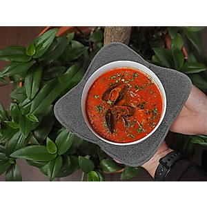 ULVEOL Set of 2 Gray Microwaveable Bowl Holders - Polyester Hot Soup Holder for Kitchen Gadget - Hot Pot and Japanese Soup Bowls - Microwave Bowl Cozy Safe - Multipurpose Hot Heat Proof Plate Holder