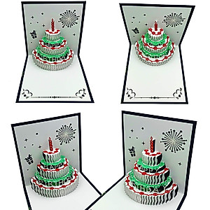 Akeydeco 3D Pop Up Birthday Cards,Warming LED Light Cake Music Happy Card Postcards Greeting Cards Laser Cut Best for Mom,Wife,Sister, Boy,Girl,Friends 1 Pack