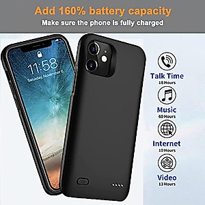 HUGUODONG Battery Case iPhone 12 Mini(5.4 inch), Large Capacity 8200mAh Ultra-Thin Portable 2-in-1 Charging and Protection case,Compatible with Mini Extended Charger -Black