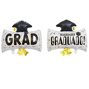 AVMBC Graduation Diploma Balloons, Graduation Cap Balloons, Graduation Hat Balloon, Graduation Congrats Grad Foil Balloon for Graduation Party Decorations Supplies 3Pcs