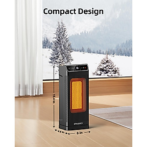 Space Heater, Electric Space Heaters for Indoor Use with Thermostat, Remote, 1-12H Timer, 70°Oscillation and Overheat Protection, 1500W PTC Ceramic Fast Safety Heat for Office Bedroom (Black)