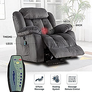 ANJ Electric Massage Power Lift Recliner Chair Sofa with Heat & Vibration for Elderly, Heavy Duty and Safety Motion Reclining Mechanism, Overstuffed Motorized Reclining Chairs with USB Port (Grey)