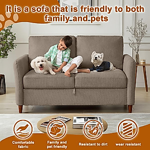 Chorlenimi Upholstered Loveseat Sofa Couch with Storage Space, Modern Love Seats with Armrest and 2 Pillows for Living Room, Bedroom, Apartment, Office and Small Spaces(Green, 2-Seat)