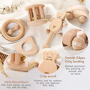 Promise Babe Puzzle Toys Montessori Rattle Set Infant Wooden Rattles Interesting Toy 5pc Nursing Wooden Baby Toys