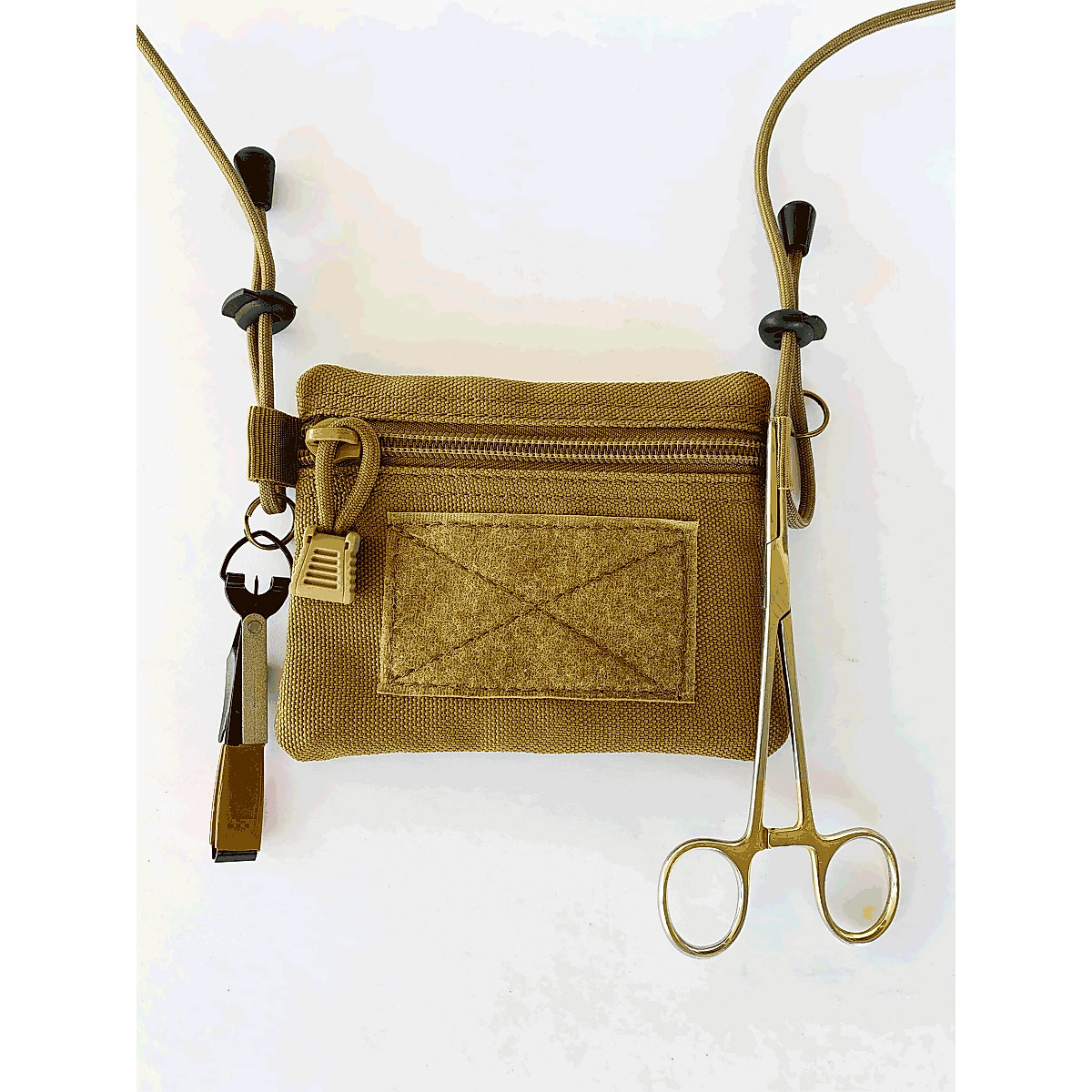 River Canyon - Pouch Lanyard with Nippers - This Fly Fishing Lanyard has a Water-Resistant Zipper Pouch, Nippers are Also Included. There is a Loop to Hang Your hemostat. Two More Rings to Hang Tools