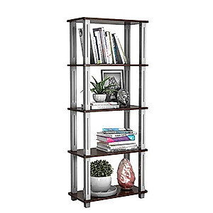 Tangkula 57" Storage Shelves, Space-Saving 5-Tier Storage Rack Organizer Multi-Use Shelving Unit for Home/Office/Dormitory/Garage/Warehouse (Walnut)