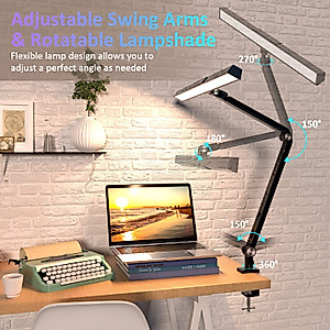 Smaeti Desk Lamp Desk Lamps for Home Office, Eye-Caring Dimmable Desk Lamp with Clamp & Base - 5 Color Modes 5 Brightness Levels,Touch Control Desk Lights for Study Work