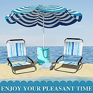 Leitee 2 Pack Low Beach Chairs for Adults Folding Beach Chair Backpack Camping Chair Portable Lightweight Foldable Sand Chair Compact Heavy Duty Aluminum Water Resistant Outdoor Lawn BBQ Beach Travel