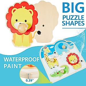 Wooden Puzzles for Toddlers 1-3 Animal Shape Chunky Puzzles 3 Pack Peg Puzzles for 12-18 Months Birthday Gifts for Preschool Boys and Girls Montessori Toys