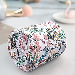 WAVEYU Pen Holder for Women Girls, Decorative Pencil Organizer, Makeup Brush Holder, Leather Multi-Functional Organizer for Office, Home, Classroom, White Flower