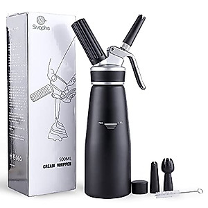 Cream Whipper Aluminum Professional Grade Canister Heavy Duty Whipped Cream Dispenser Homemade Bliss Black