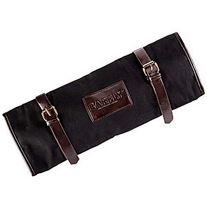 Barfly Mixology Roll Black with brown leather accents