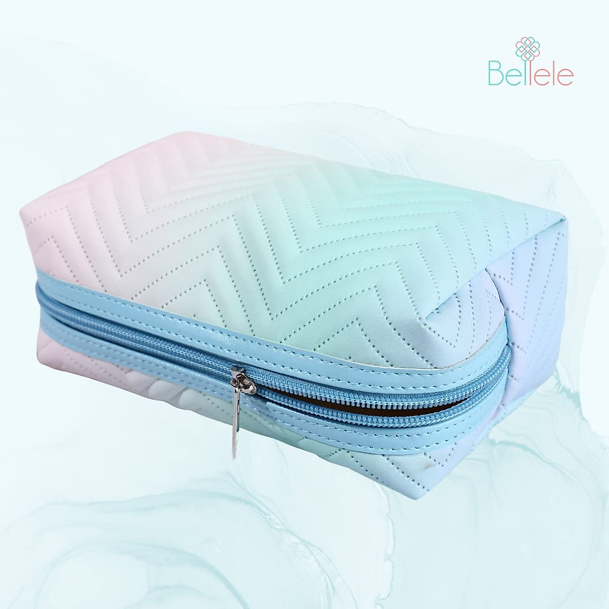 Zipper Travel Cosmetic Bag - Gradient Blue BELLELE (Blue)