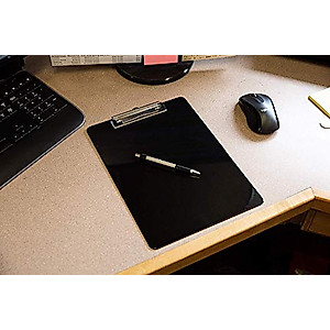 Black Plastic clipboards (Set of 6) Multipack - 12.5x9 Inch Black Clipboard with 100 Sheets Holding Capacity Low Profile Clip | Colored Acrylic Clip Boards in Bulk for Kids & Professionals