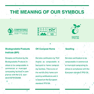 POWERTEC Compostable Bags, 2.6 Gallon (9.84 Liter), 100 Count, Extra Thick 0.71 Mil Kitchen Scrap Waste Bag, ASTM D6400 US BPI & European OK Compost Home Certified, Biodegradable Yard Waste Trash Bag