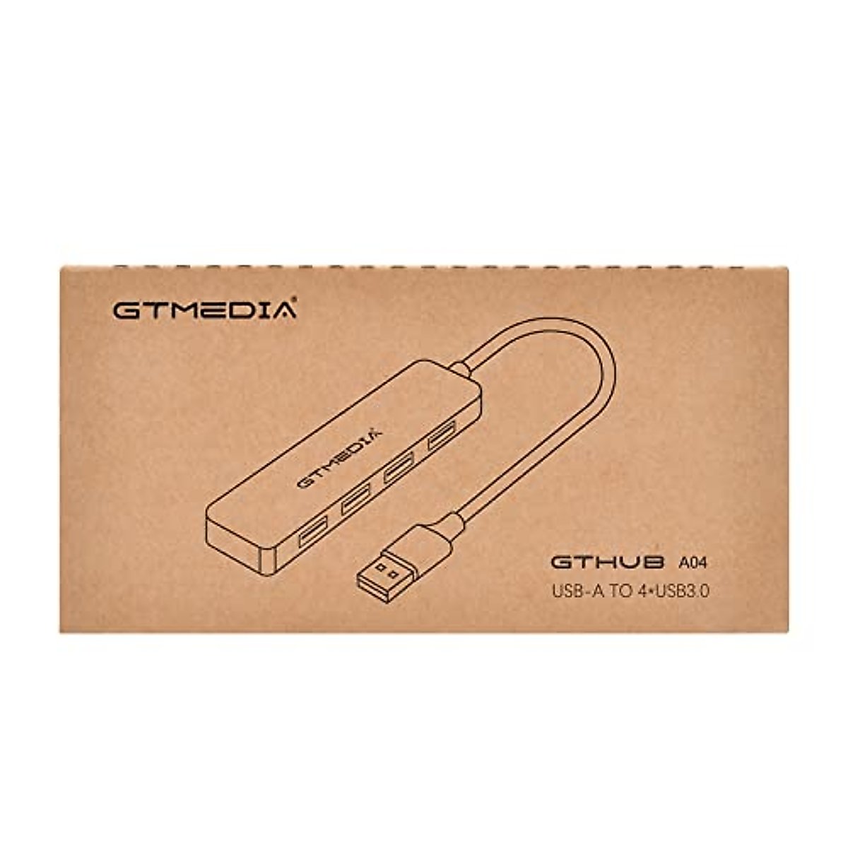 GT Media 4-Port USB 3.0 Hub, High Speed Data Transfer Splitter, 4-in-1 USB 15cm Connector for PC Computer Laptop Desktop