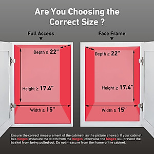 Mount Walker Pull Out Cabinet Organizer(14" W x 21" D), 2 Tier Slide Out Cabinet Shelves with Wood Handle, Sliding Drawer Pull Out Storage Shelf for Cabinet, Chrome