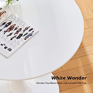 VONLUCE Round Dining Table, 36 Inch Tulip Table with MDF Top and Steel Base, Small Pedestal Table for Dining Room Kitchen Living Room More, Modern Bistro Table Kitchen Table with 220lb Capacity, White