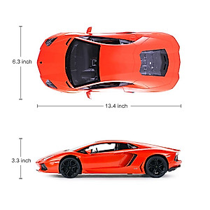 RASTAR RC Lamborghini Toy Car, 1:14 Lamborghini Aventador LP700-4 Remote Control Car, Working Lights - Orange