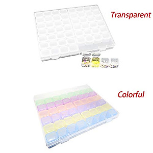 FANFA 56 Grids Plastic Craft Organizer Box Adjustable Storage Box Diamond Painting Storage Box for Sewing Crafts Beads Nail Art Rhinestones Jewelry Diamond Embroidery Non Toxic (Transparent)