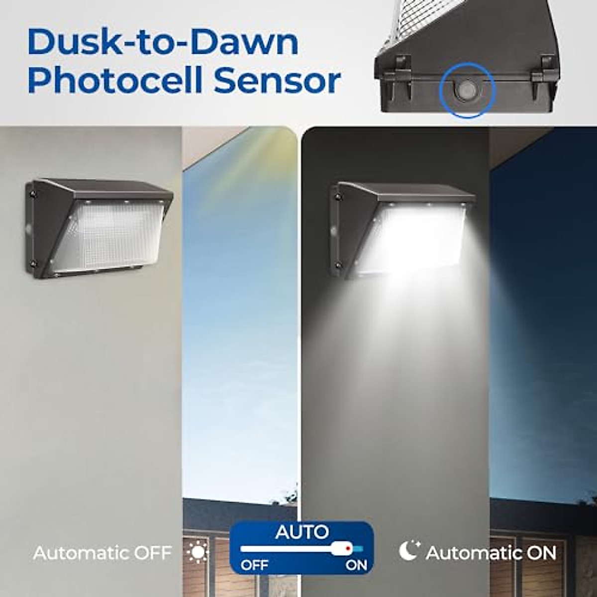 CINOTON 90W UL Listed 12000LM Outdoor Led Wall Pack Light with Dusk-to-Dawn Photocell Sensor, IP65 Waterproof 5000K Daylight Wall Mount Lights, Support 110-277V AC Power Replace [400W HID/HPS]