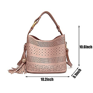 YOUNXSL Women's Purses and Handbags Satchel Bags Openwork Should Tote Satchel 2pcs Purse Set(Grey)