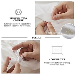 Simple&Opulence 100% Linen Duvet Cover Set, 3 PCS Natural French Flax White Ruffle Duvet Cover King Size, Breathable Comfy Linen Bedding Comforter Cover with 2 Pillowcases (White, 104"X92")