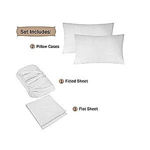 Luxora Bedding 100% Egyptian Cotton 4 Piece Bed Sheet Set – 1000 Thread Count, Includes 1 Fitted Sheet, 1 Flat Sheet, 2 Pillowcases with Full Size White 17 Inches Deep Pocket