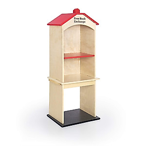 Guidecraft Free Library Exchange Book Stand: 3-Shelf Wooden Storage Bookcase, Classroom Furniture