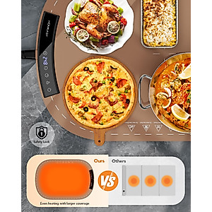 Food Warming Mat, Electric Warming Trays for Food Countertop Buffet, Food Warmers for Parties Food Heating Mat with 9 Temperature Setting & 7.2ft Cable & Foldable (Brown)