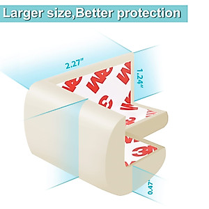 12 Pack Soft Corner Protector Baby Proofing Edge and Corner Guards, Safety Pre-Taped Rubber Foam Furniture Bumper for Fireplace, Table, Stair, Cabinet (Off White)