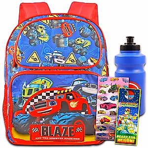 Blaze and the Monster Machines Backpack Set - Bundle with 16” Blaze Backpack, Water Bottle, Stickers, More | Blaze School Supplies