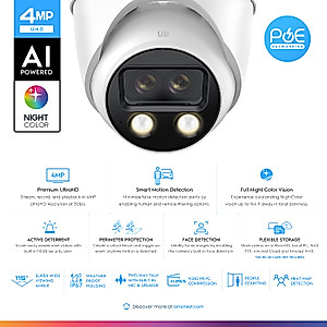 Amcrest Dual-Lens 4MP AI Outdoor Security Turret IP POE Camera @30fps, 0.0002lux@F1.0, 164ft Color Night Vision, Active Deterrents, People Counting, Two-Way Audio, Siren, IP4M-T1044EW-AI