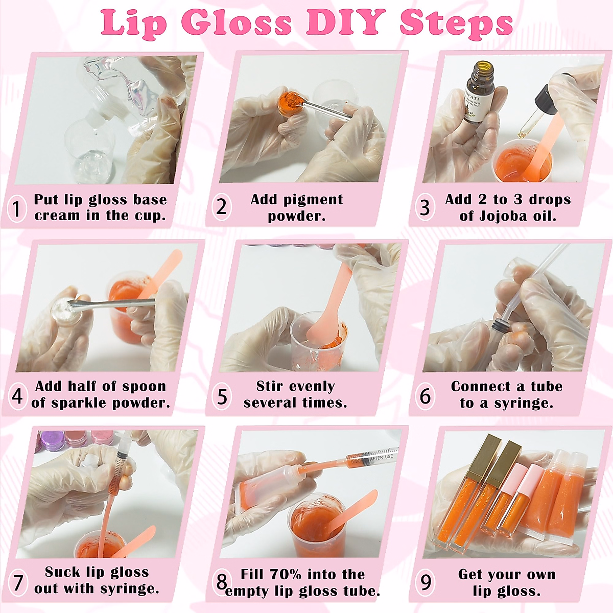 BRIPATI DIY Lip Gloss Making Kit, 46PCS DIY Lip Gloss Kit to Make Your Own Lip Gloss, Moisturizing Lip Glaze Handmade Set, Beginner Lip Gloss Kit, Lip Gloss Making Supplies Set for Women Girls