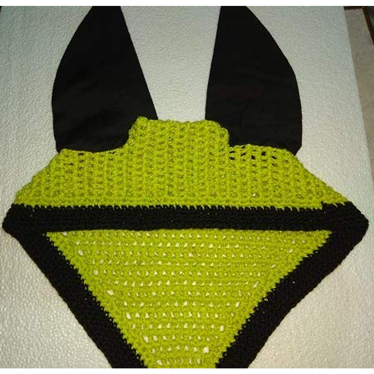 A C Horse Ear Net Crochet Fly Veil Equestrian Fly Bonnet/Veil/mask Standard Size