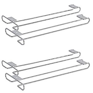 Top Stage DisplayGifts Wine Glass Stemware Chrome Rack Holder Hanger For Kitchen Home Bar Mount Under Cabinet Pack of 4