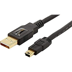 Amazon Basics USB 2.0 Charger Cable - A-Male to Mini-B Cord - 3 Feet (0.9 Meters) for Personal Computer.