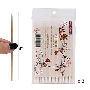 500 Count 4 Inch Pointed Cotton Swabs Precision Microblading Cotton Tipped Applicators Micro Swabs Tattoo Permanent Supplies