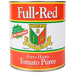 Stanislaus, Full Red Extra Heavy Tomato Puree (Pack of 2), Chicago-style Pizza & Passato-Style Sauces, Size #10 Can (6 lb, 6 oz) 102 oz (each) + Includes-Free Basil Leaves from Rhino Fine Foods.071oz