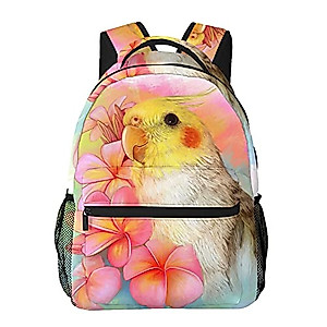 DMORJ Cute Cockatiel Lightweight Casual Student Backpack -- Light And Portable, Suitable For School, Work, Weekend Vacation, Travel, 7.8x11.4x15.7 Inch