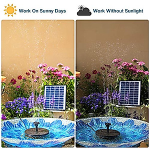 AISITIN 6.5W Solar Fountain Pump, Solar Water Pump Floating Fountain Built-in 1500mAh Battery, with 6 Nozzles, for Bird Bath, Fish Tank, Pond or Garden Decoration Solar Aerator Pump