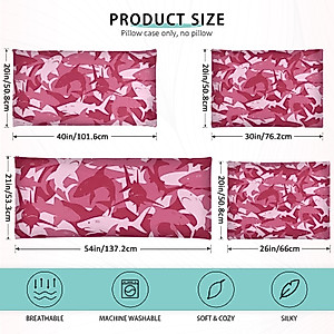 Sharks Camo Pink Pillowcase for Hair and Skin Body Pillow Cover Bed Pillow King Size 20"X 40" Super Soft Pillow Case with Zipper for Pillow