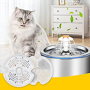 MyfatBOSS Cat Water Fountain Filter, 8 Pack Pet Fountain Filter Replacement for 84oz/2.5L Stainless Steel Cat Water Fountain 2L Colorful LED Pet Cat Dog Water Dispenser