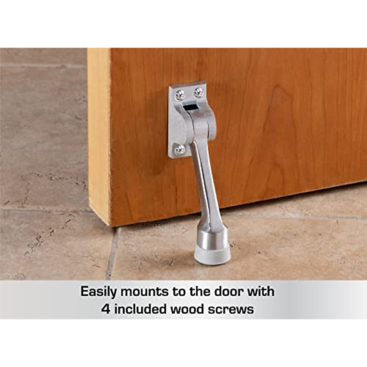 BRINKS Commercial - 4" Kick-Down Door Stop, Satin Chrome Finish - Non-Obtrusive Option to Protect Your Door and Walls