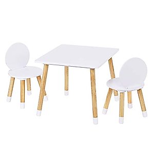 UTEX Kids Table with 2 Chairs Set for Toddlers, Boys, Girls, 3 Piece Kiddy Table and Chairs Set, White